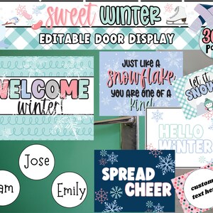 Pastel Winter Theme Editable Classroom Decor Bundle Modern Elementary ...