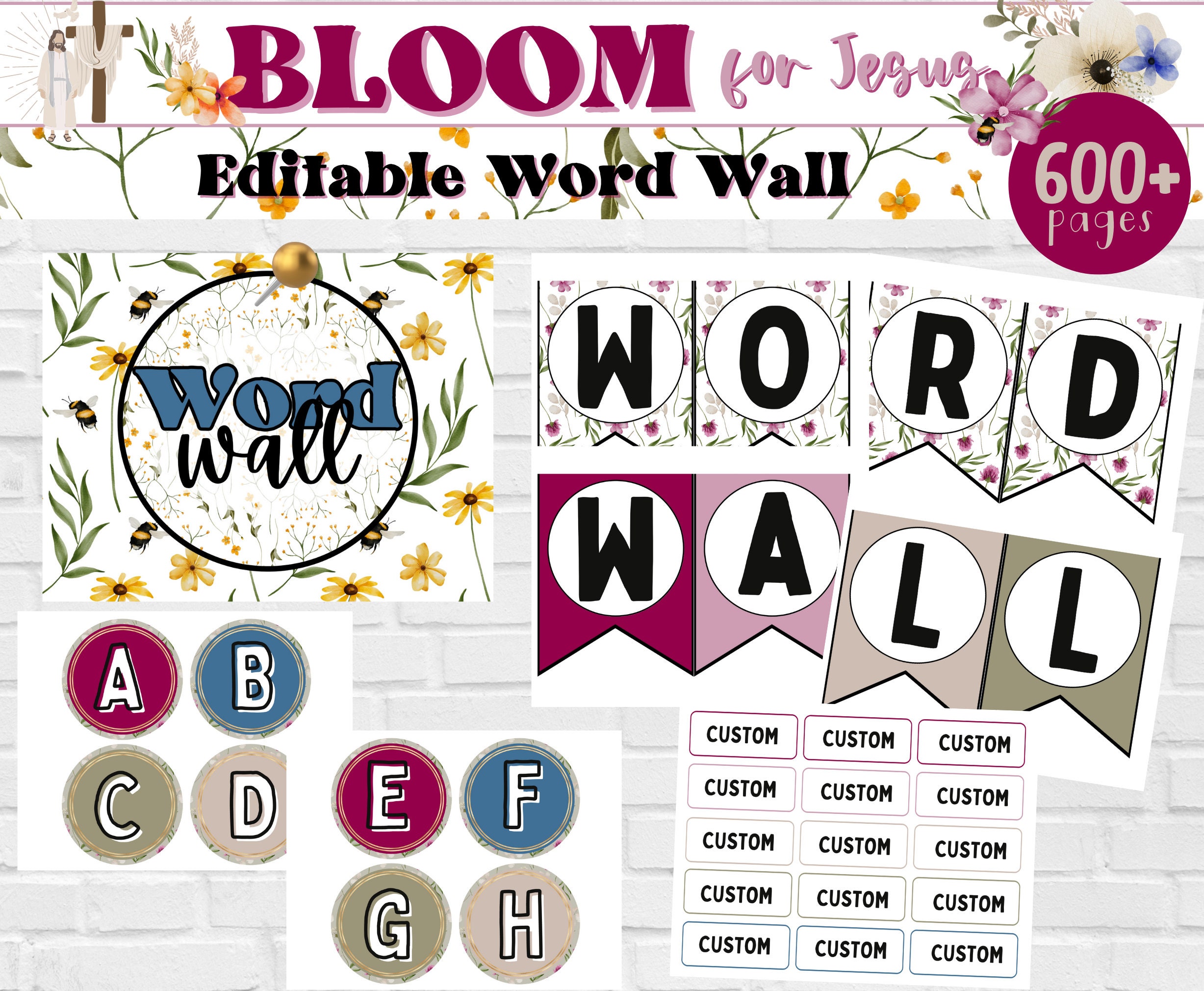 Christian Editable CLASSROOM DECOR Bundle Elementary Classroom Decor ...