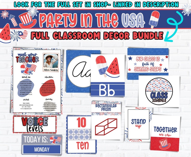 USA CLASSROOM POSTERS | Elementary Classroom Decor | 4TH July Posters ...