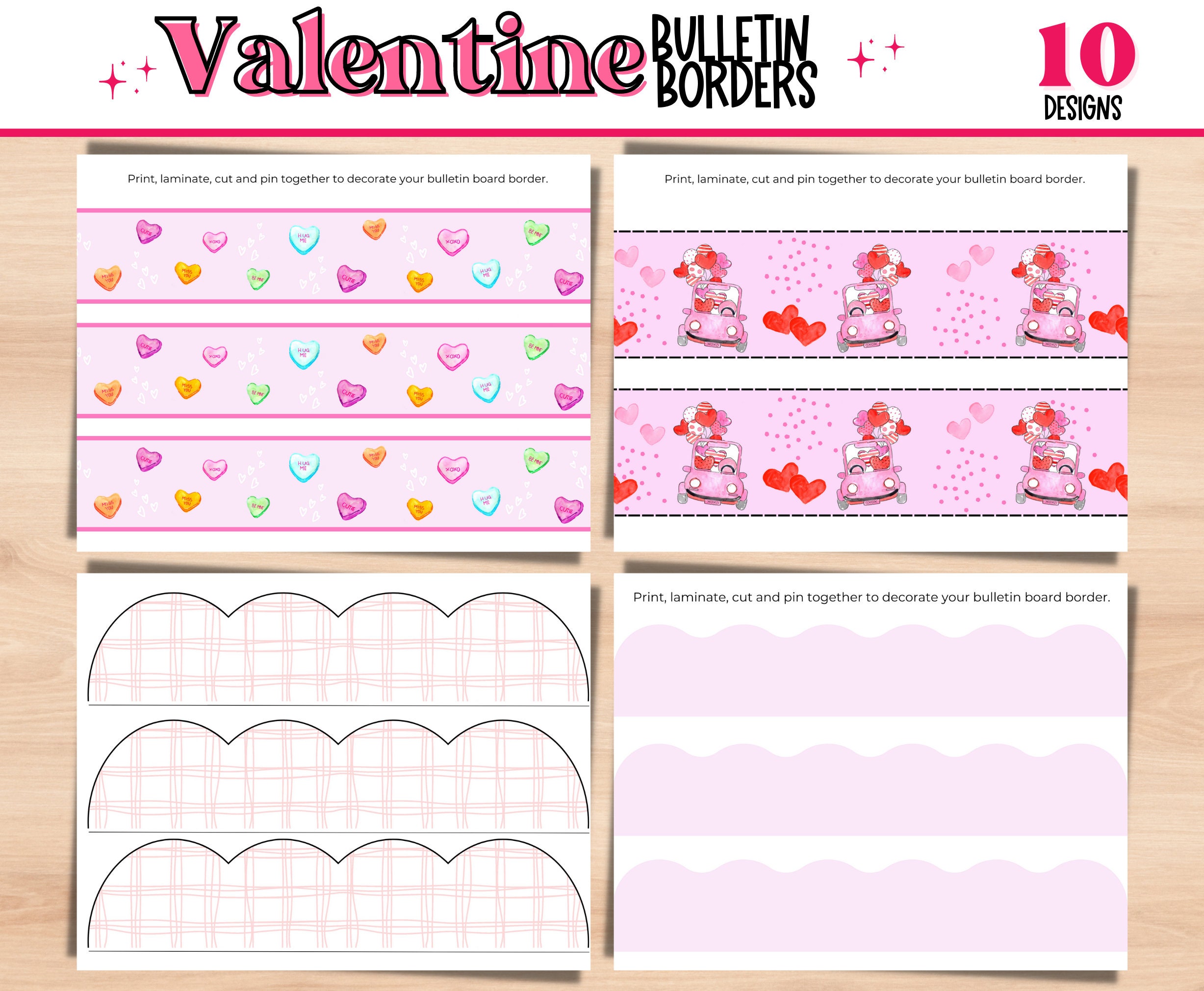 PRINTABLE Valentine Bulletin Board Borders. Printable Classroom Borders ...