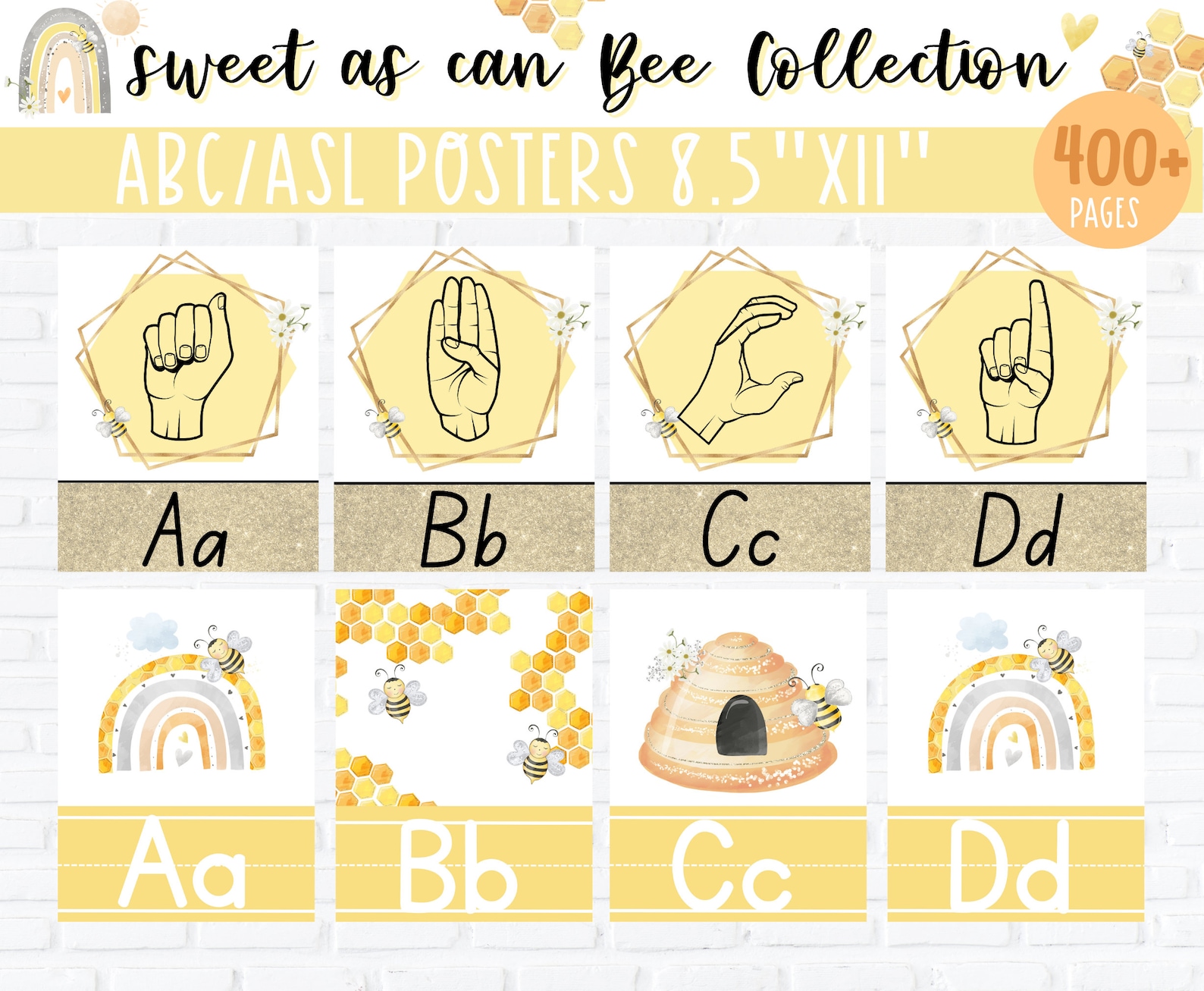 Bee Editable CLASSROOM DECOR Bundle Elementary Classroom Decor Modern ...