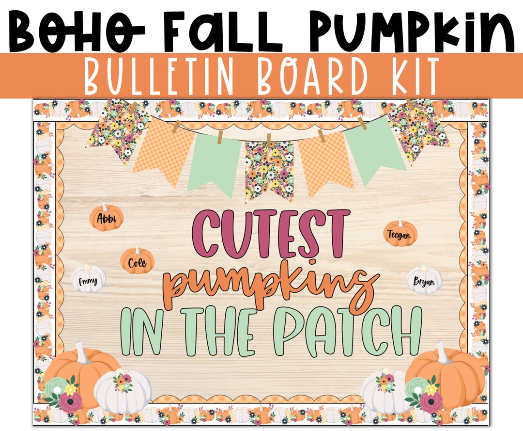 Boho Fall Bulletin Board Kit | Fall Bulletin Board | Boho Pumpkin ...