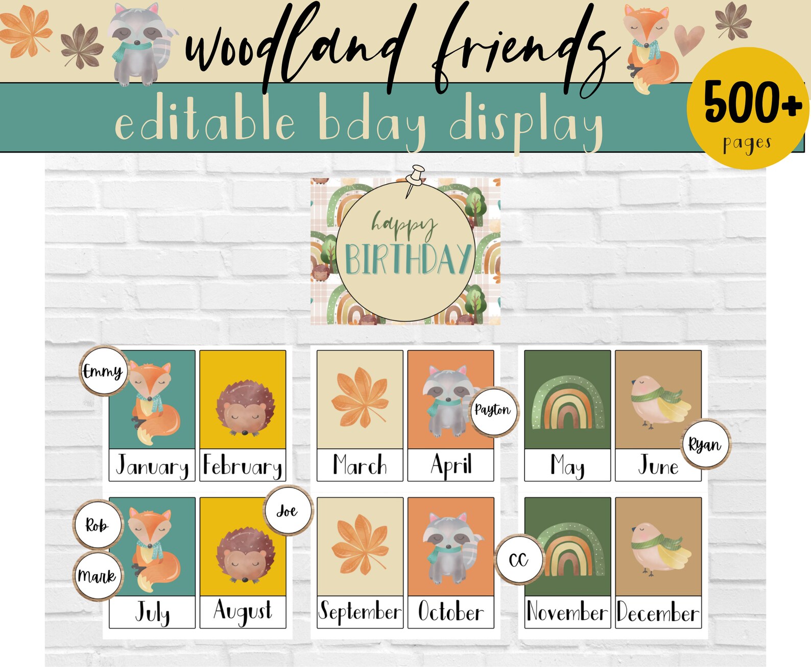 Woodland Animals Editable CLASSROOM DECOR Bundle Elementary - Etsy