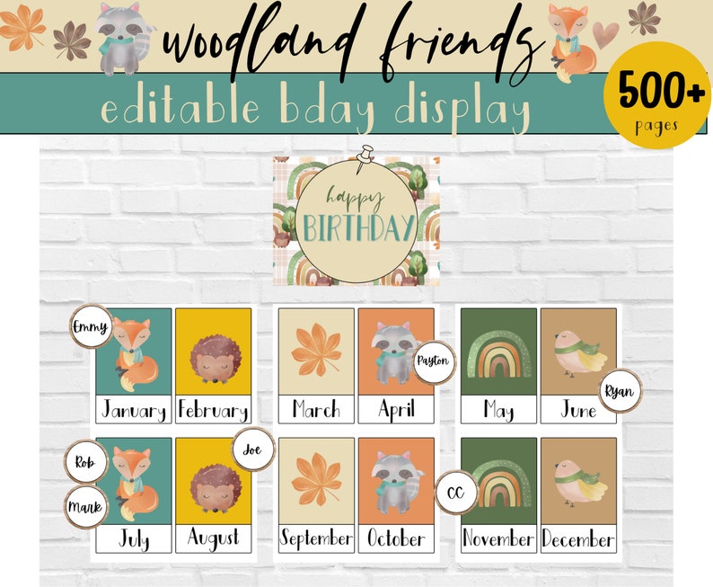 Woodland Animals Editable CLASSROOM DECOR Bundle Elementary - Etsy