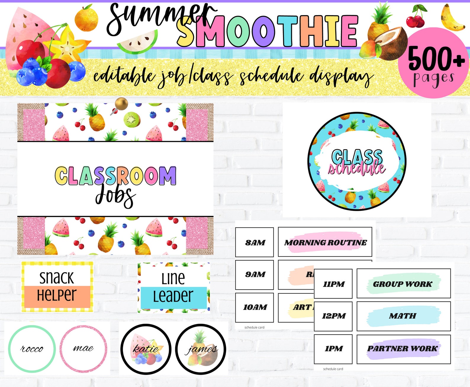 Bright Summer Fruit Editable CLASSROOM DECOR Bundle - Etsy