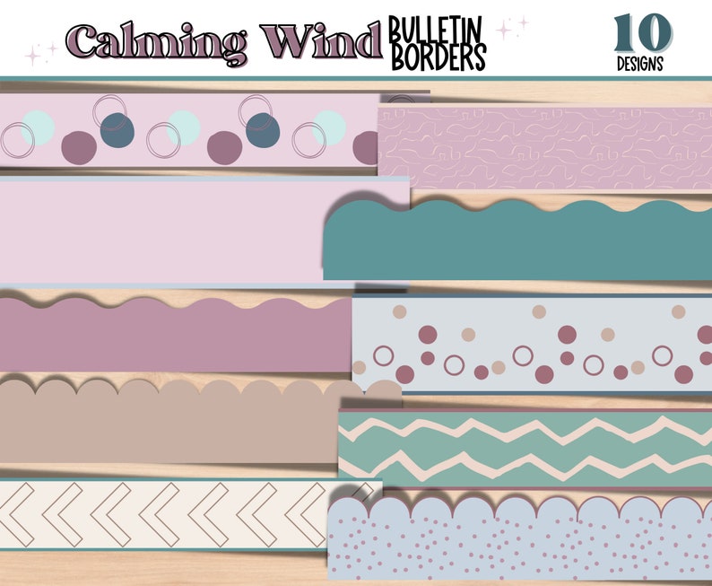 PRINTABLE Calming Bulletin Board Borders. Printable Classroom Borders ...