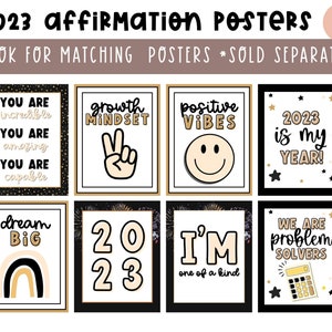 Daily Affirmation Bulletin Board Kit Printable Boho Bulletin Borders ...