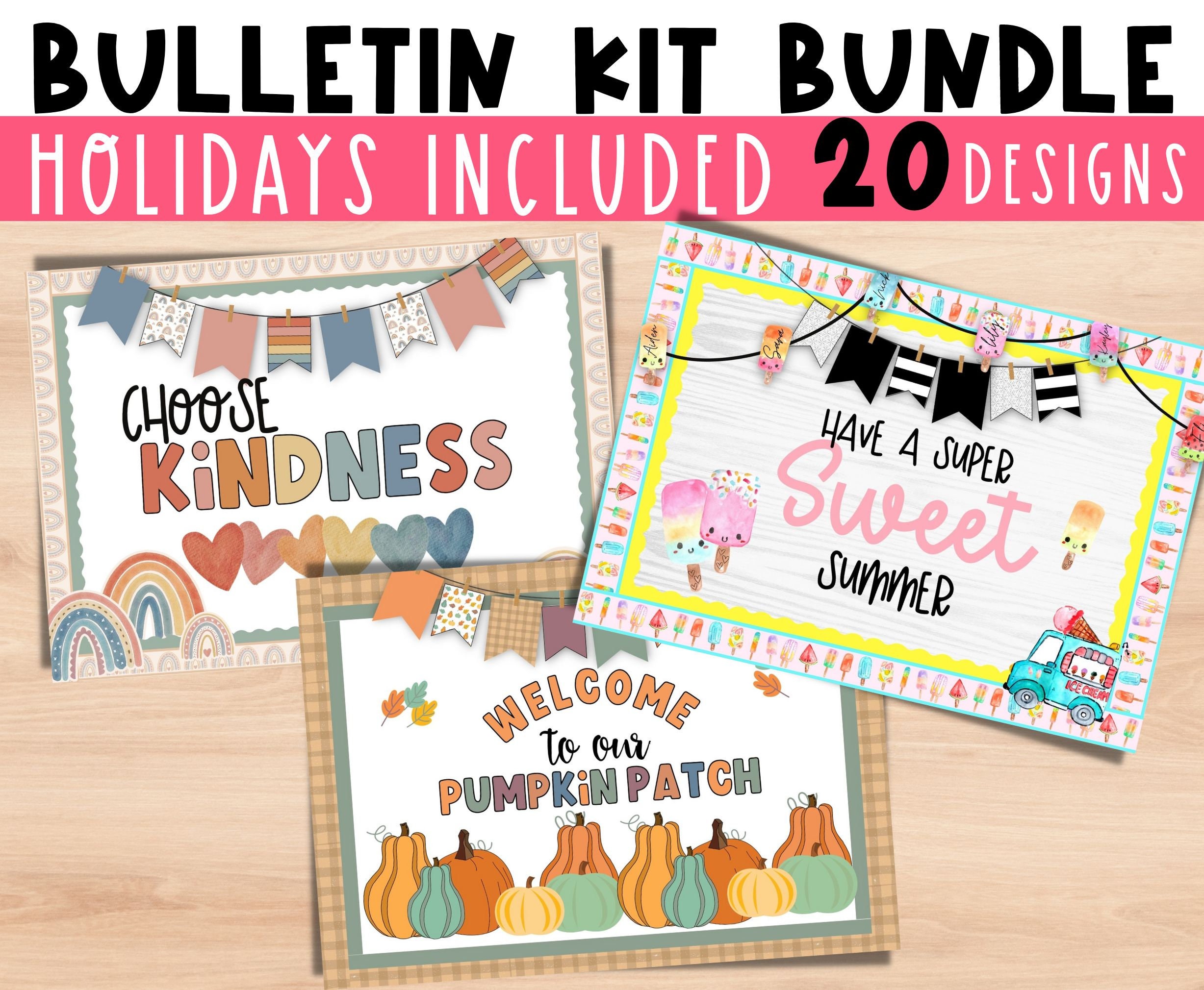 Printable Bulletin Board Bundle of 20 Kits. Holiday Bulletin Board Kit ...