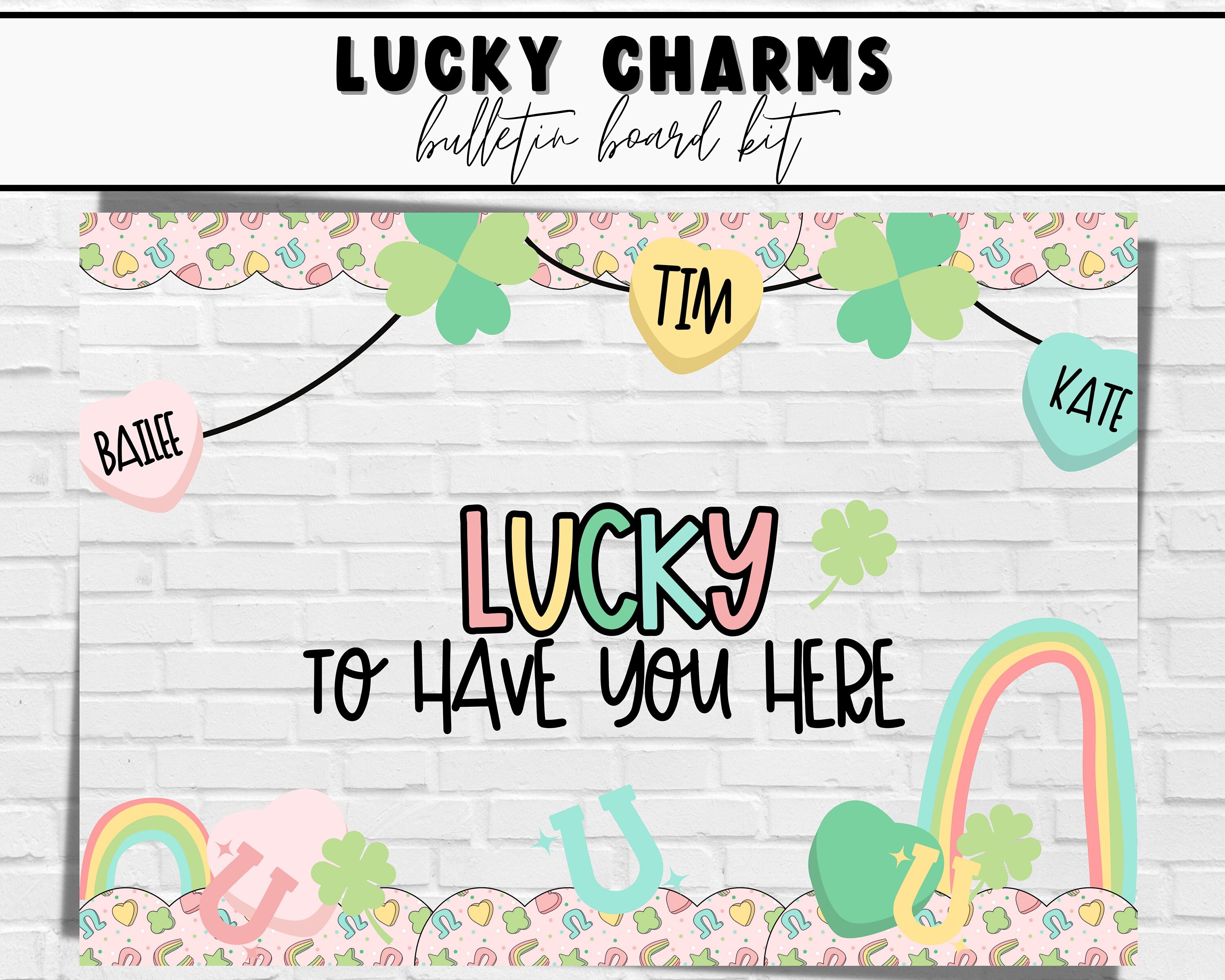 LUCKY CHARMS Bulletin Template. Lucky Cereal Themed Printable Bulletin ...