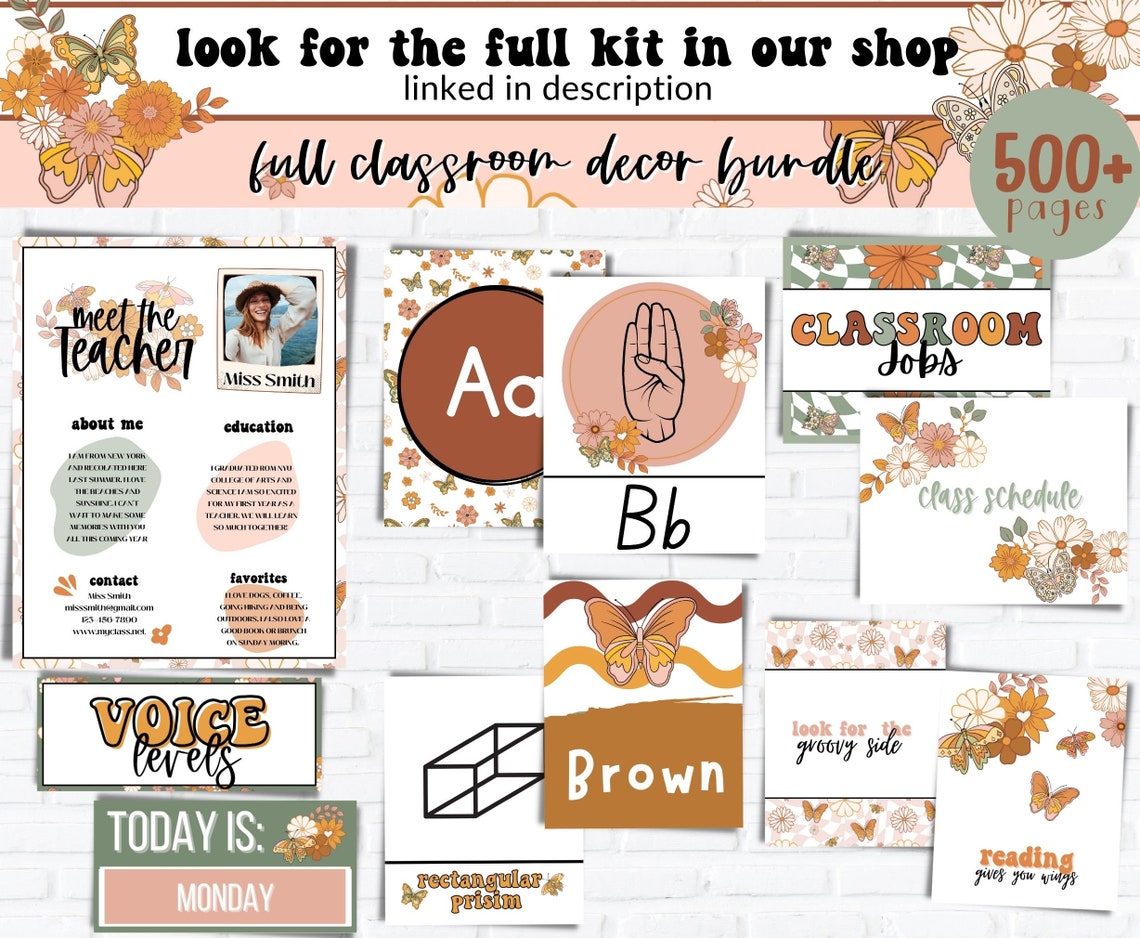 Groovy Butterfly Classroom Decor Posters Learning Posters Retro ...