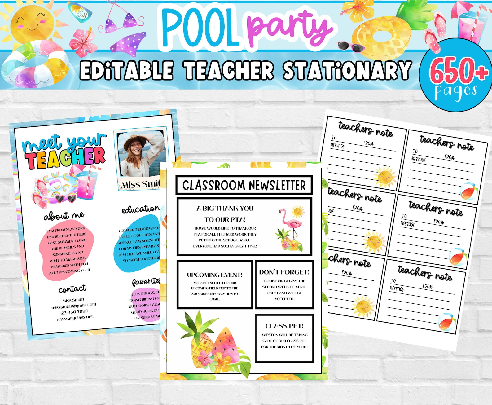 Bright Pool Party Summer CLASSROOM DECOR Bundle | Elementary Classroom ...