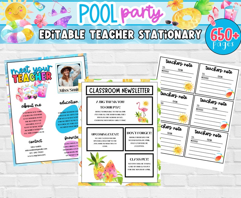 Bright Pool Party Summer CLASSROOM DECOR Bundle | Elementary Classroom ...
