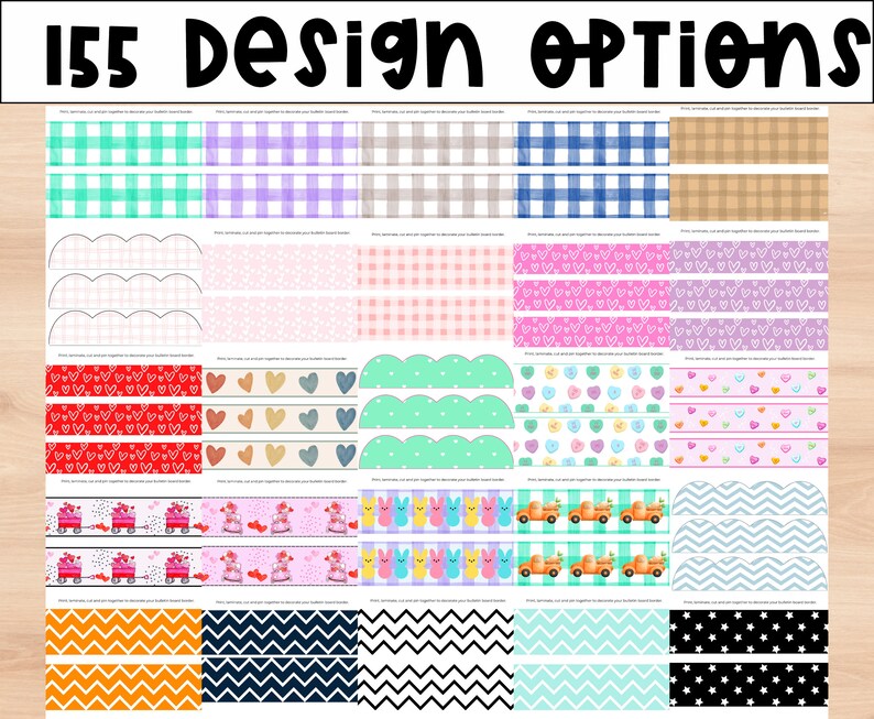 Solid and Pattern Bulletin Board Borders Bundle. 200 Designs - Etsy