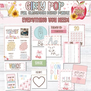 Girly Pop Theme Editable CLASSROOM DECOR Bundle | Elementary Classroom ...