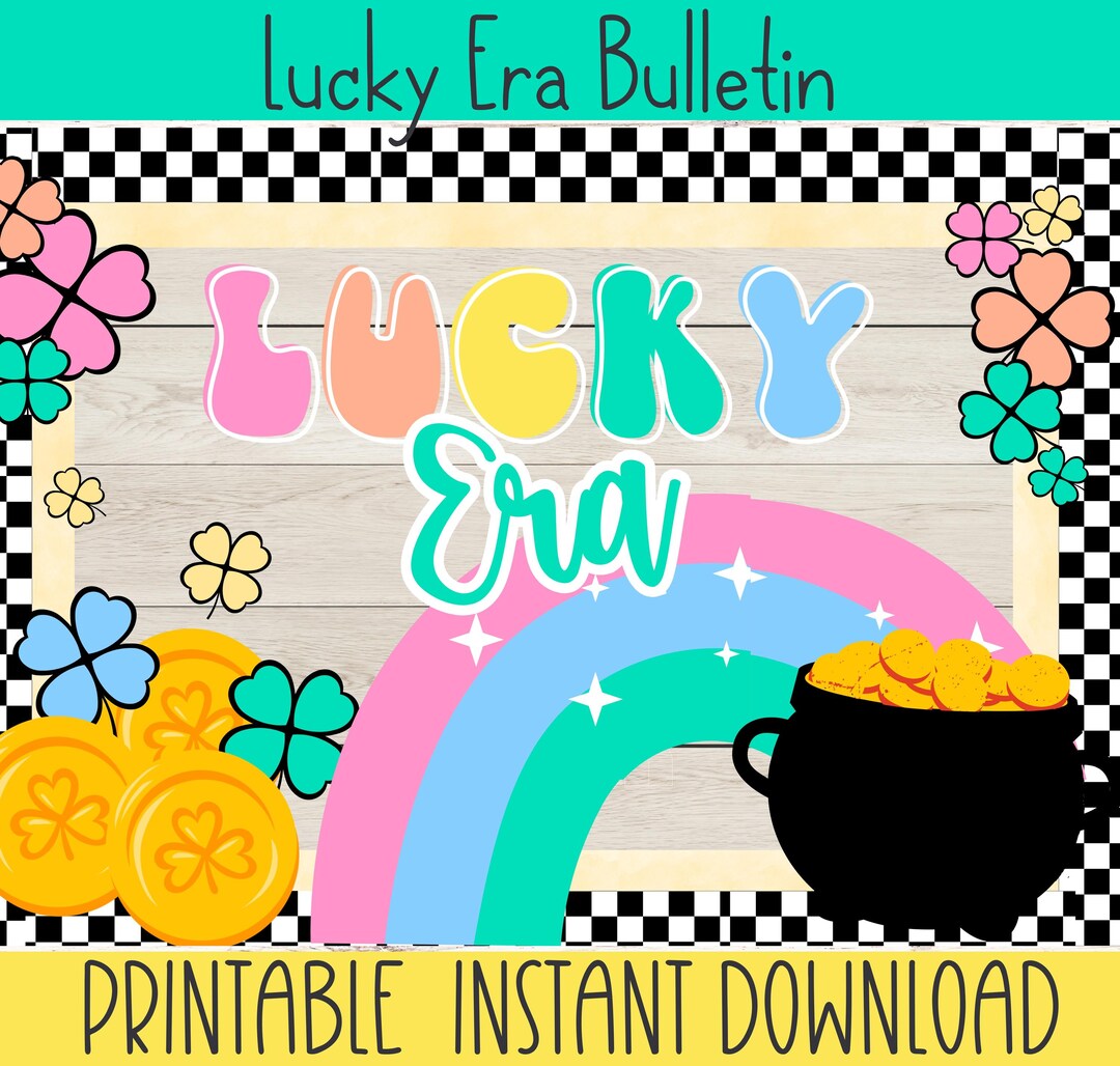 LUCKY ERA Bulletin Template. Lucky Rainbow Themed Printable Bulletin ...