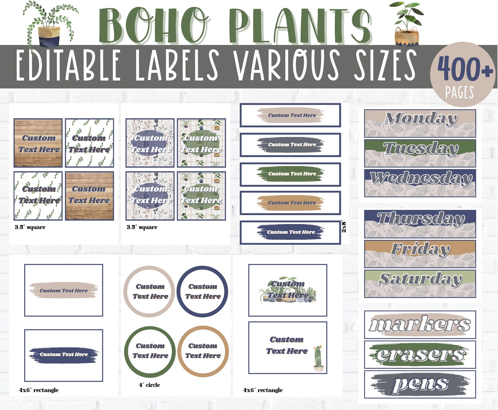 Boho Plants CLASSROOM DECOR Full Bundle Meet the Teacher Shapes Abc's ...