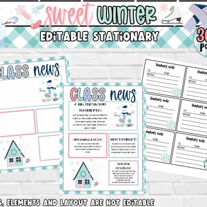 Pastel Winter Theme Editable Classroom Decor Bundle Modern Elementary ...