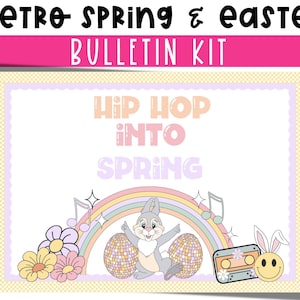 Groovy Easter Bunny Spring Bulletin Kit. Retro Easter Bulletin Kit ...