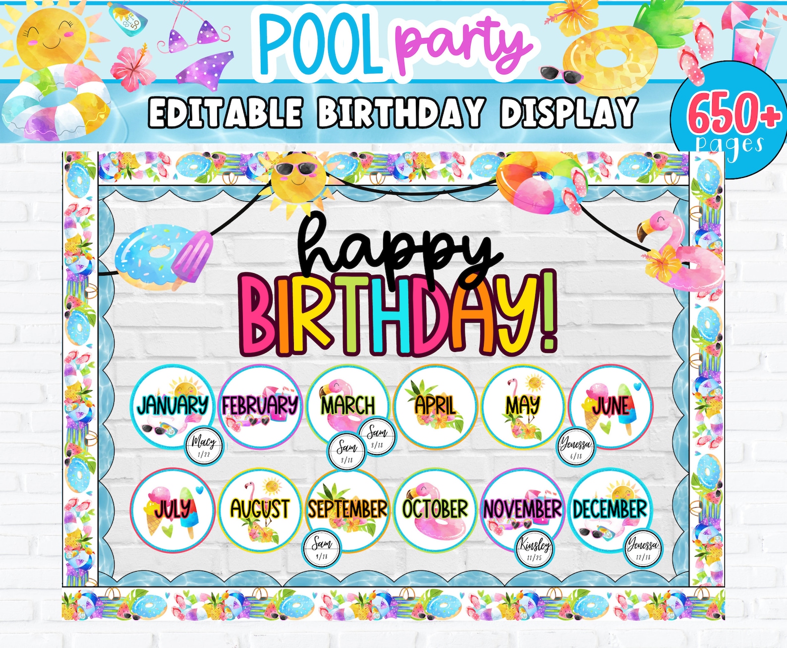 Bright Pool Party Summer CLASSROOM DECOR Bundle Elementary - Etsy