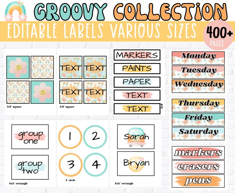 Groovy CLASSROOM DECOR Full Bundle Meet the Teacher Shapes - Etsy