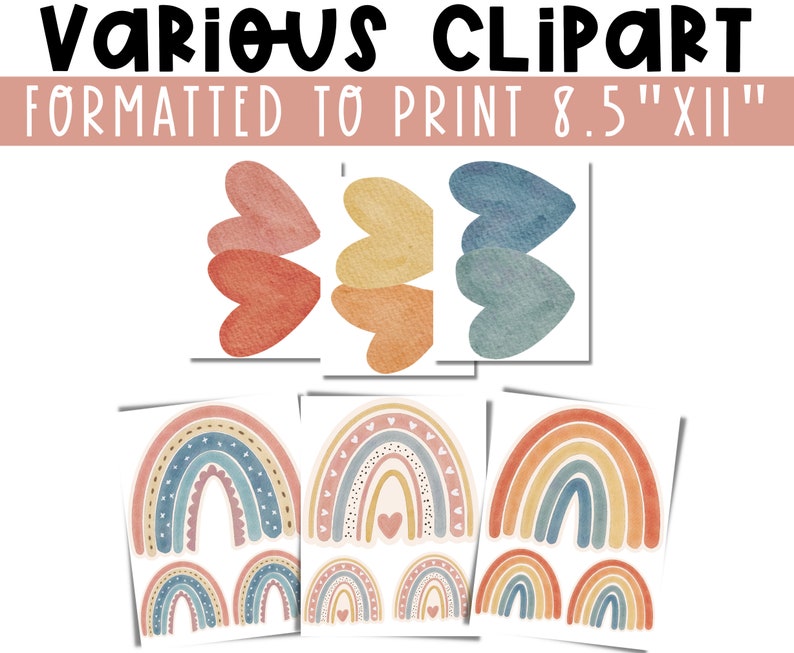 Boho Rainbow Back to School Bulletin Board Kit Easy and - Etsy