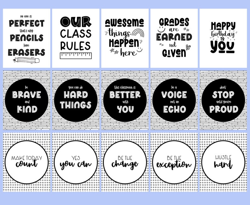 Black and White Educational Classroom Psoters |CLASSROOM Decor Posters ...