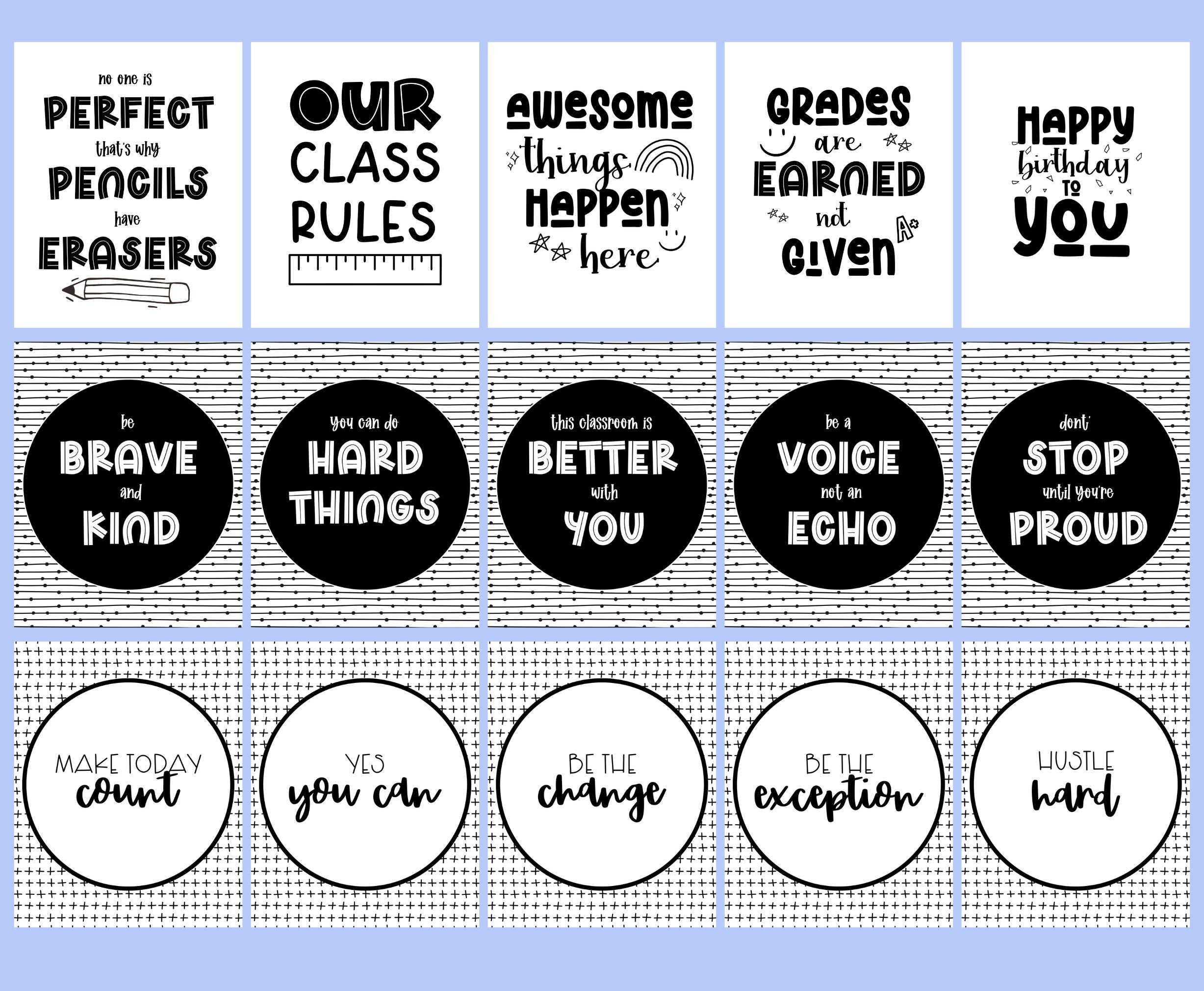 Black and White Educational Classroom Psoters CLASSROOM Decor - Etsy