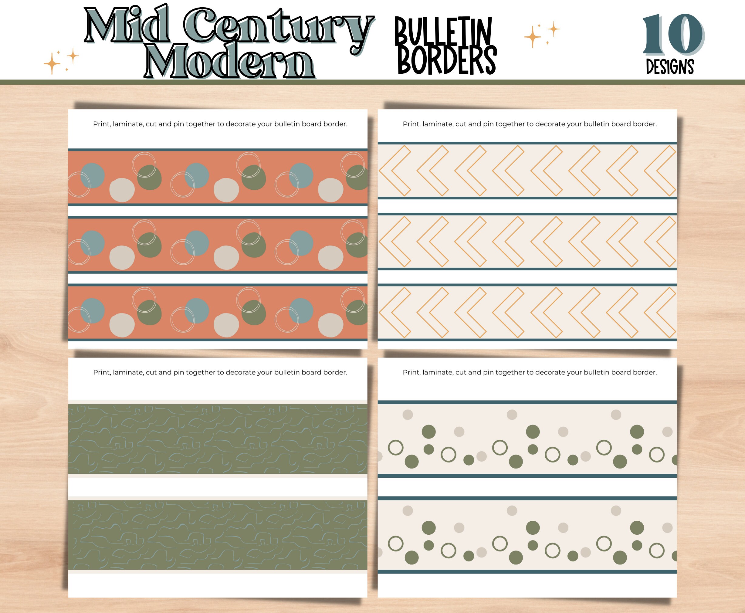 PRINTABLE Modern Bulletin Board Borders. Printable Classroom - Etsy