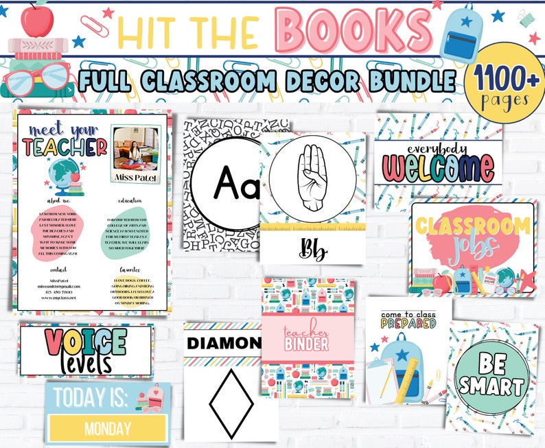 School Theme Editable CLASSROOM DECOR Bundle | Elementary Classroom ...