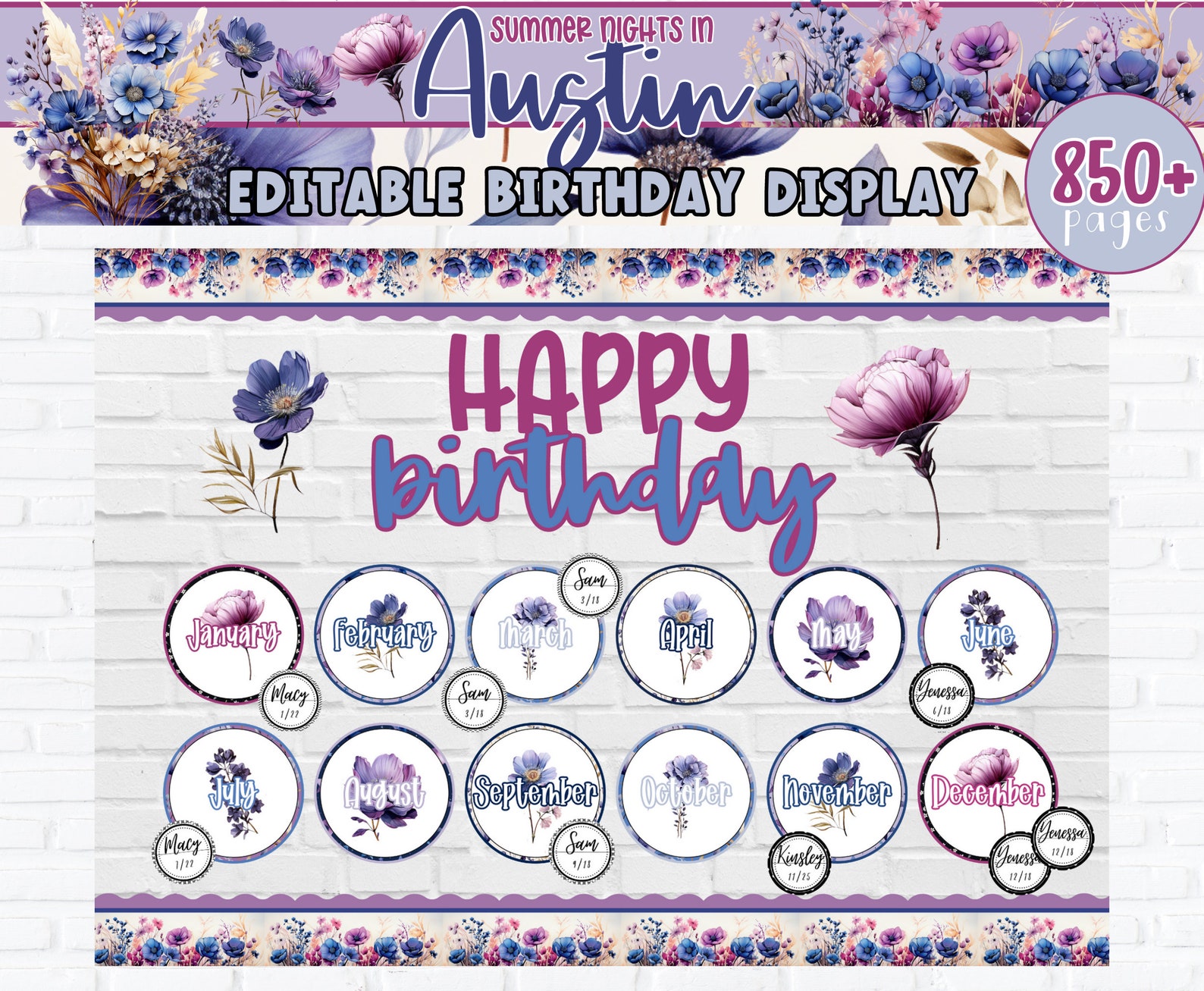 Moody Floral Editable CLASSROOM DECOR Bundle Elementary Classroom Decor ...