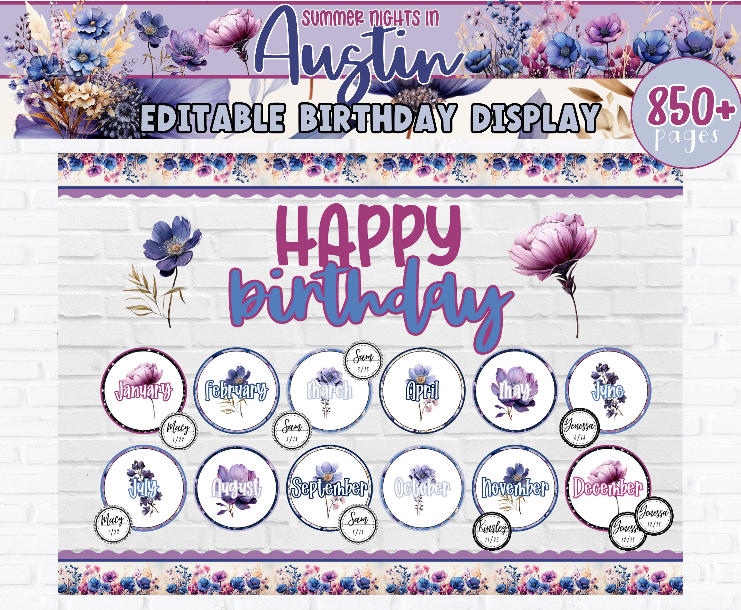 Moody Floral Editable CLASSROOM DECOR Bundle | Elementary Classroom ...