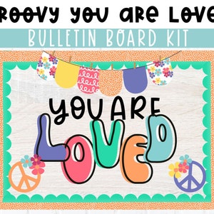 Boho Rainbow Choose KINDNESS Bulletin Board Kit | Happy Face Retro ...