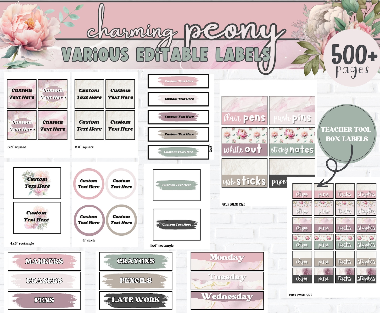 Pink Floral Editable CLASSROOM DECOR Bundle Elementary - Etsy