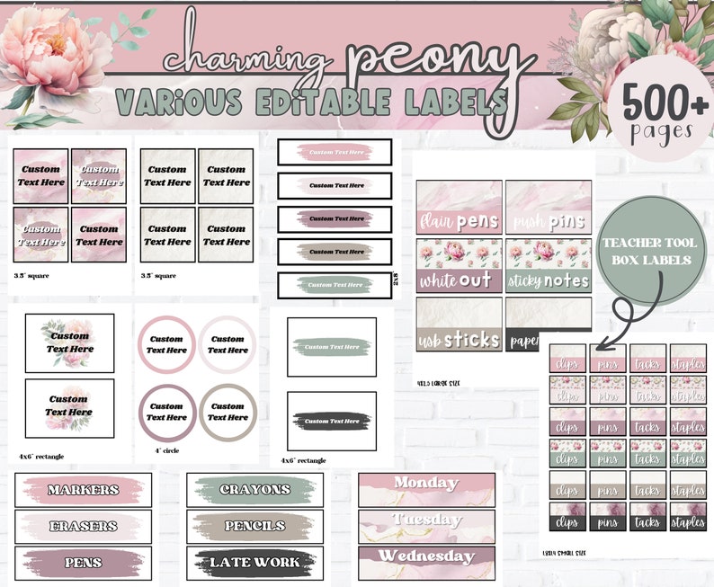 Pink Floral Editable CLASSROOM DECOR Bundle Elementary - Etsy