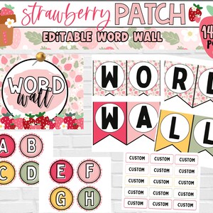 Strawberry Theme Editable CLASSROOM DECOR Bundle | Elementary Classroom ...