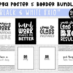 Black and White Educational Classroom Psoters |CLASSROOM Decor Posters ...