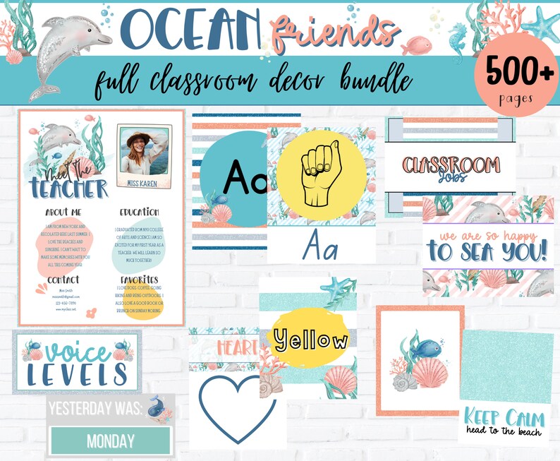 Ocean Sea Life Editable CLASSROOM DECOR Bundle Elementary - Etsy