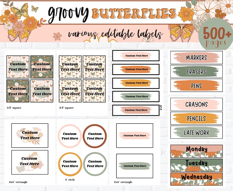 Groovy Butterfly Editable CLASSROOM DECOR Bundle | Elementary Classroom ...