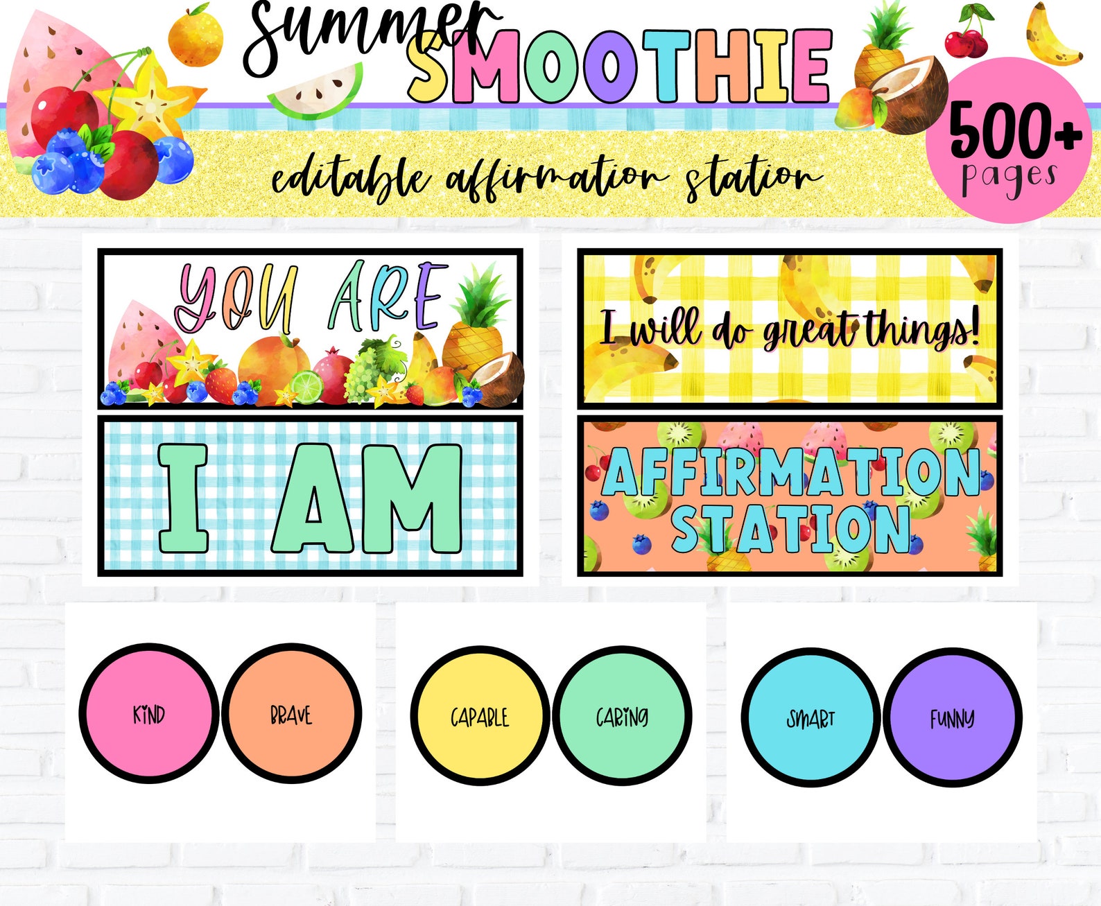 Bright Summer Fruit Editable CLASSROOM DECOR Bundle - Etsy
