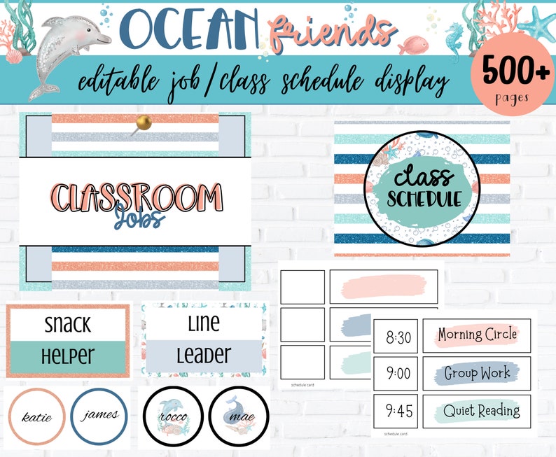 Ocean Sea Life Editable CLASSROOM DECOR Bundle | Elementary Classroom ...