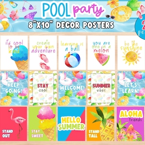 Bright Pool Party Summer CLASSROOM DECOR Bundle | Elementary Classroom ...