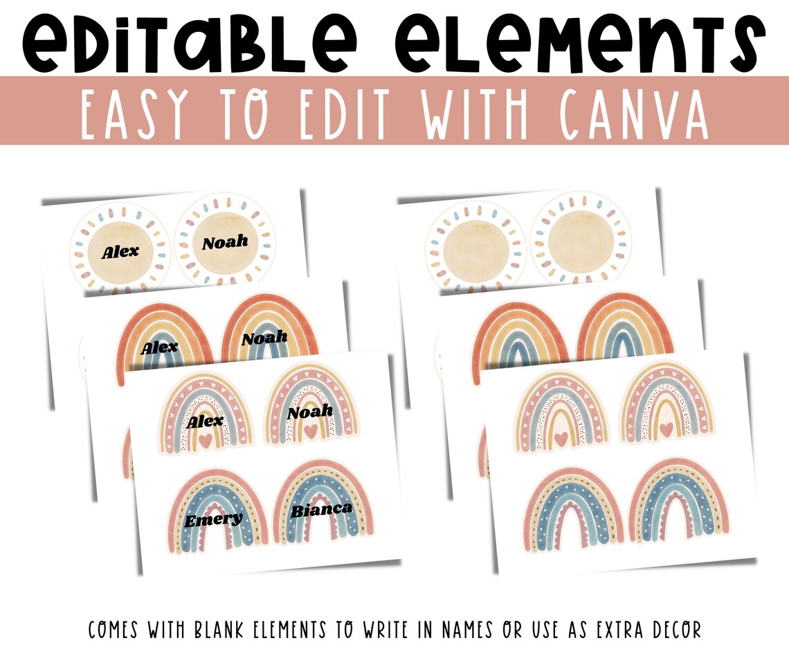 Boho Rainbow Classroom Birthday Display Rustic Boho - Etsy