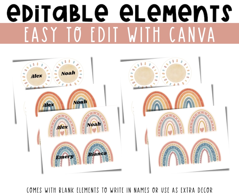 Boho Rainbow Classroom Birthday Display Rustic Boho - Etsy