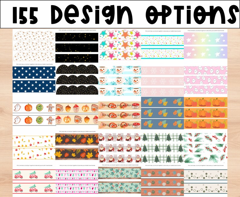 Solid and Pattern Bulletin Board Borders Bundle. 200 Designs - Etsy