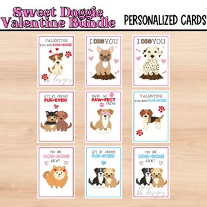 Puppy Printable Valentine's Day Cards. Editable Puppy Classroom ...