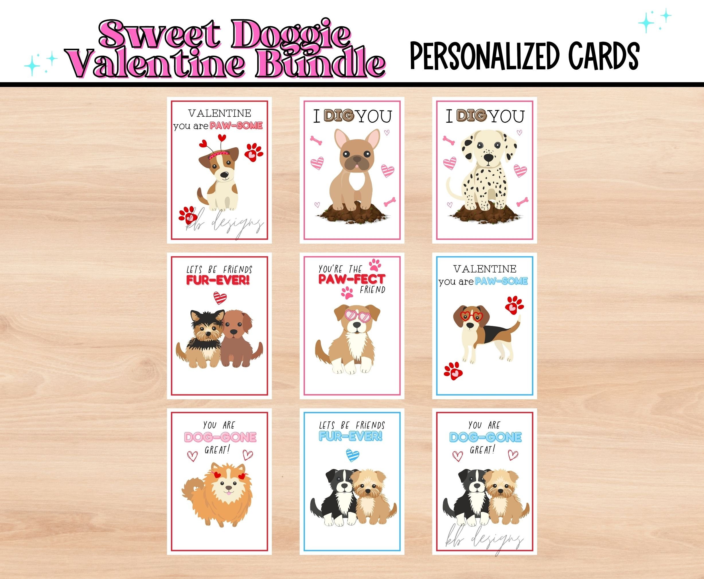 Puppy Printable Valentine's Day Cards. Editable Puppy Classroom ...