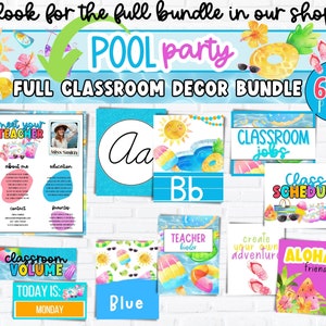 Bright Pool Party Summer CLASSROOM DECOR Bundle | Elementary Classroom ...