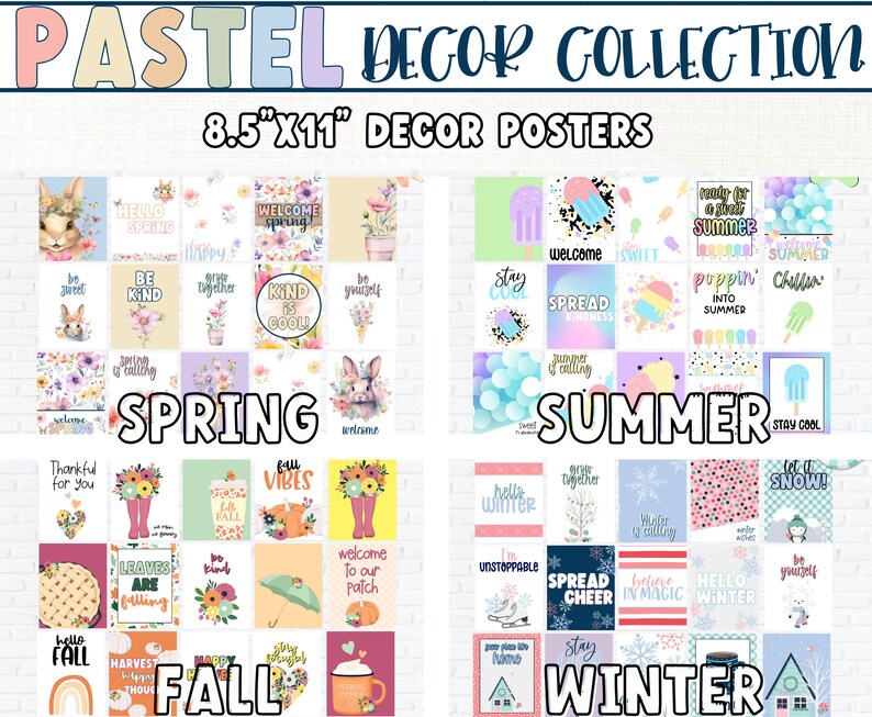 Seasonal Pastel Editable Classroom Decor Bundle | Modern Elementary ...