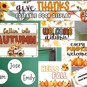 Thanksgiving Theme Editable Holiday Classroom Decor Bundle | Modern ...