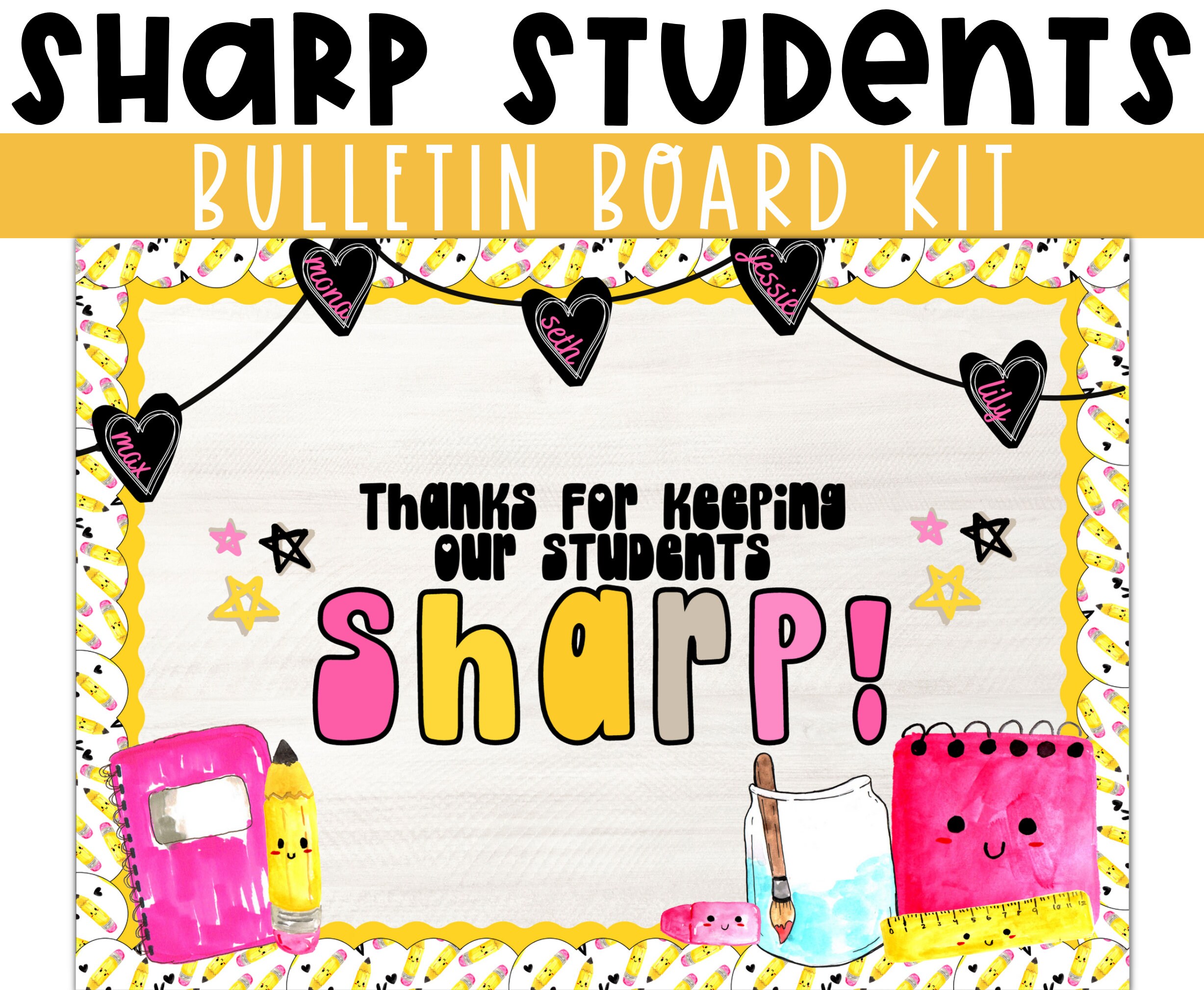 Sharp Students Bright Bulletin Kit. Class Bulletin Board. - Etsy